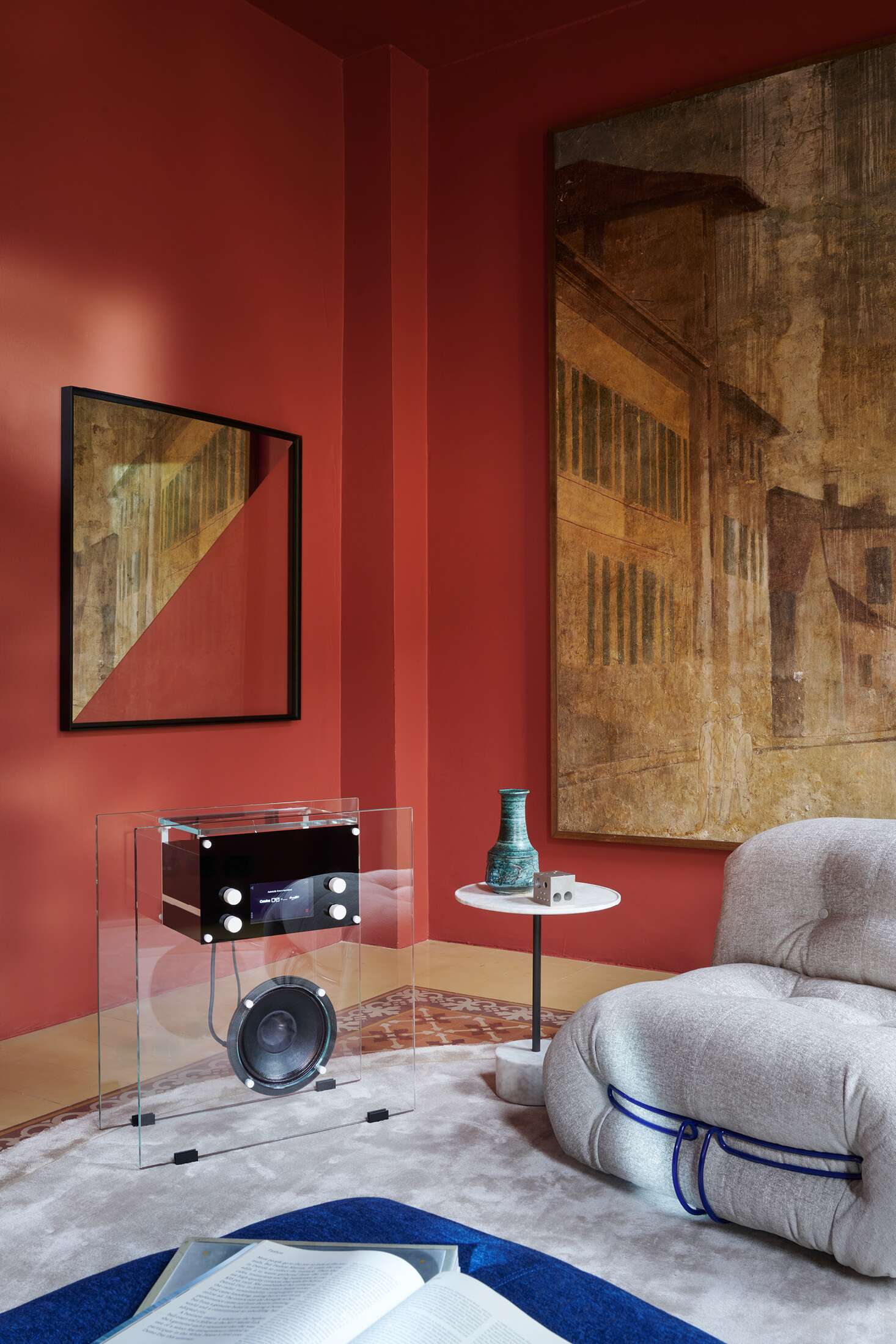 842 Radio à Cristallo Cassina | Boutons en acier inoxydable laqué blanc | CASSINA 842 02